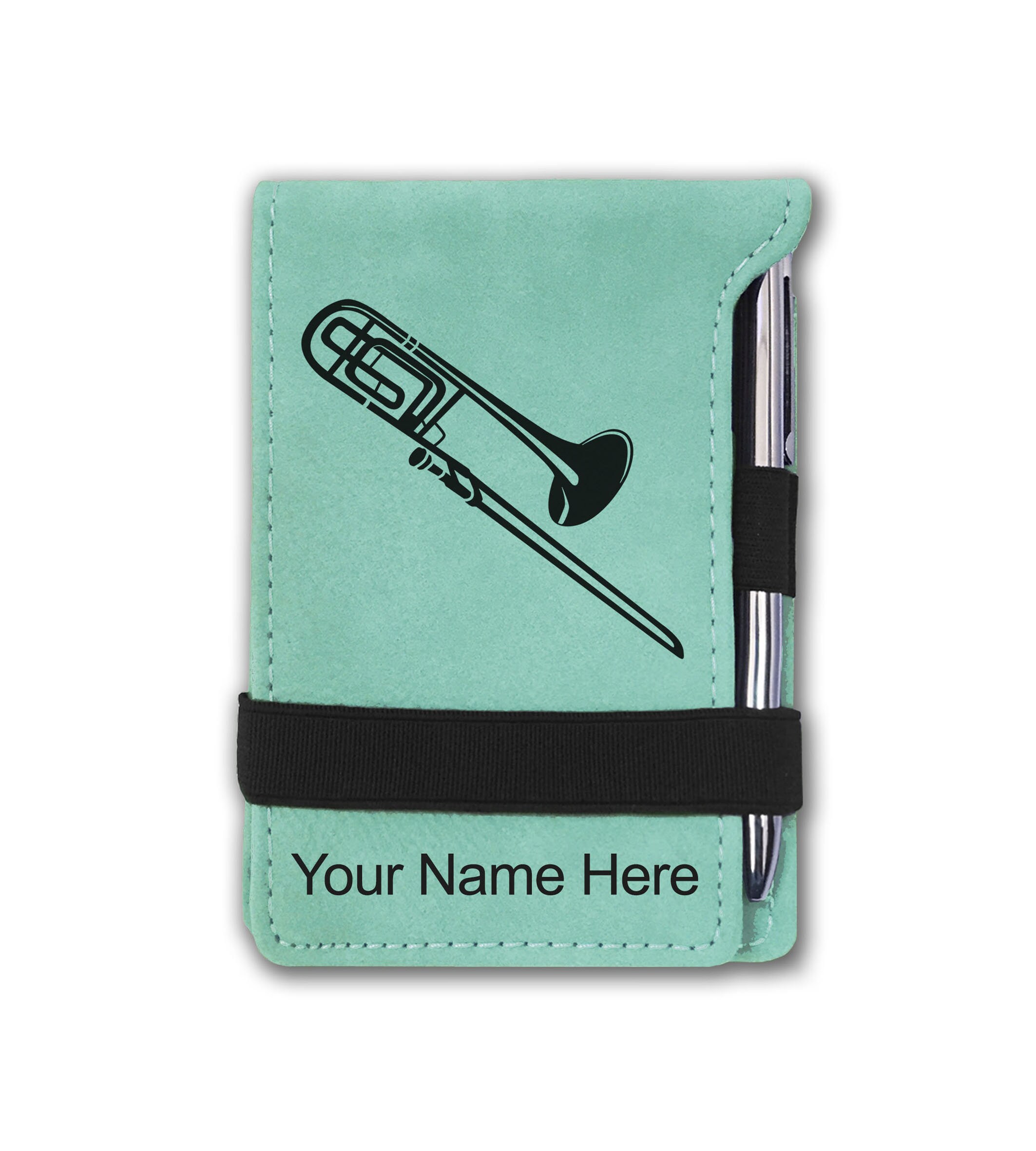 Faux Leather Mini NotepadTrombone Personalized Engraving | Etsy