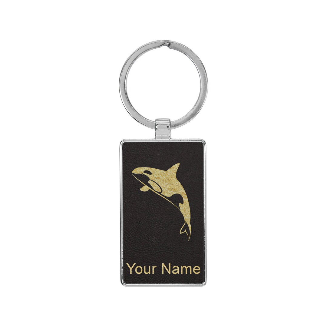 Rectangle Metal Frame Keychain, Killer Whale, Personalized Engraving ...