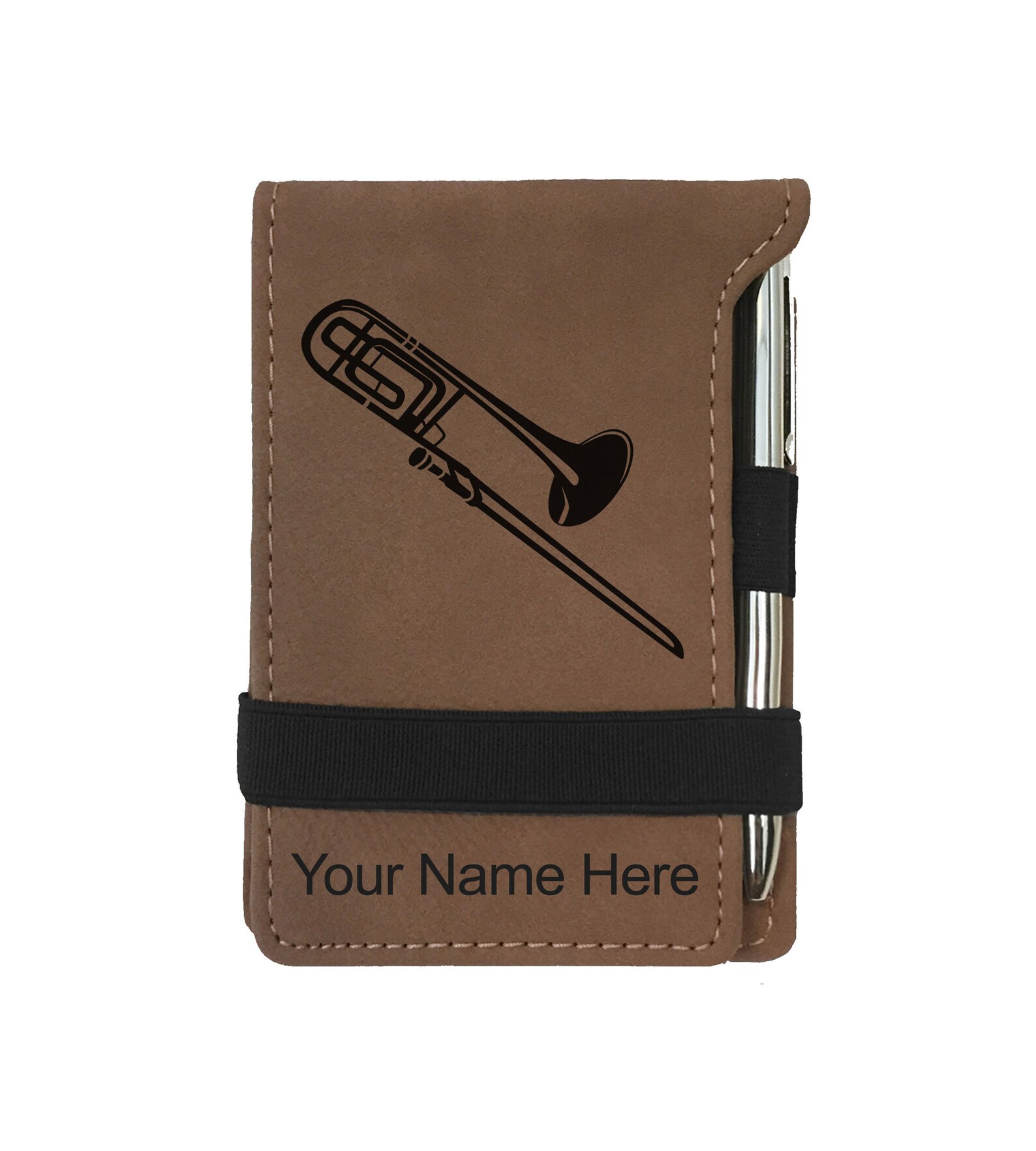 Faux Leather Mini NotepadTrombone Personalized Engraving | Etsy