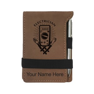 Faux Leather Mini Notepad, electrician, Personalized Engraving Included ...