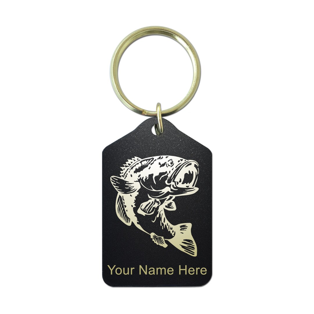 Black Metal Keychain, bass Fish, Personalized Engraving Included - Etsy