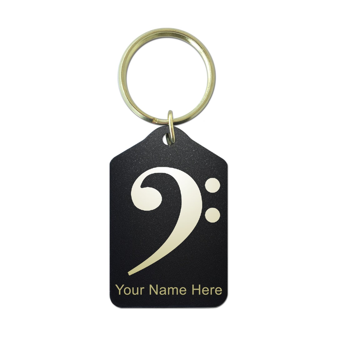 Black Metal Keychain, bass Clef, Personalized Engraving Included - Etsy