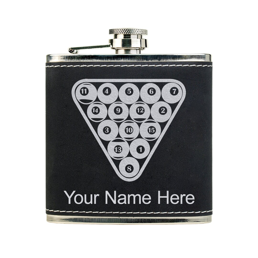 Faux Leather Flask, Billiard Balls, Personalized Engraving Included - Etsy