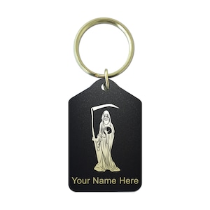 Black Metal Keychain, santa Muerte, Personalized Engraving Included - Etsy