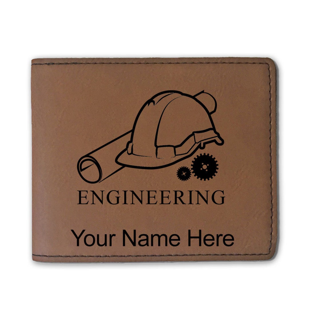 Faux Leather Bi-fold Wallet, Engineering, Personalized Engraving ...
