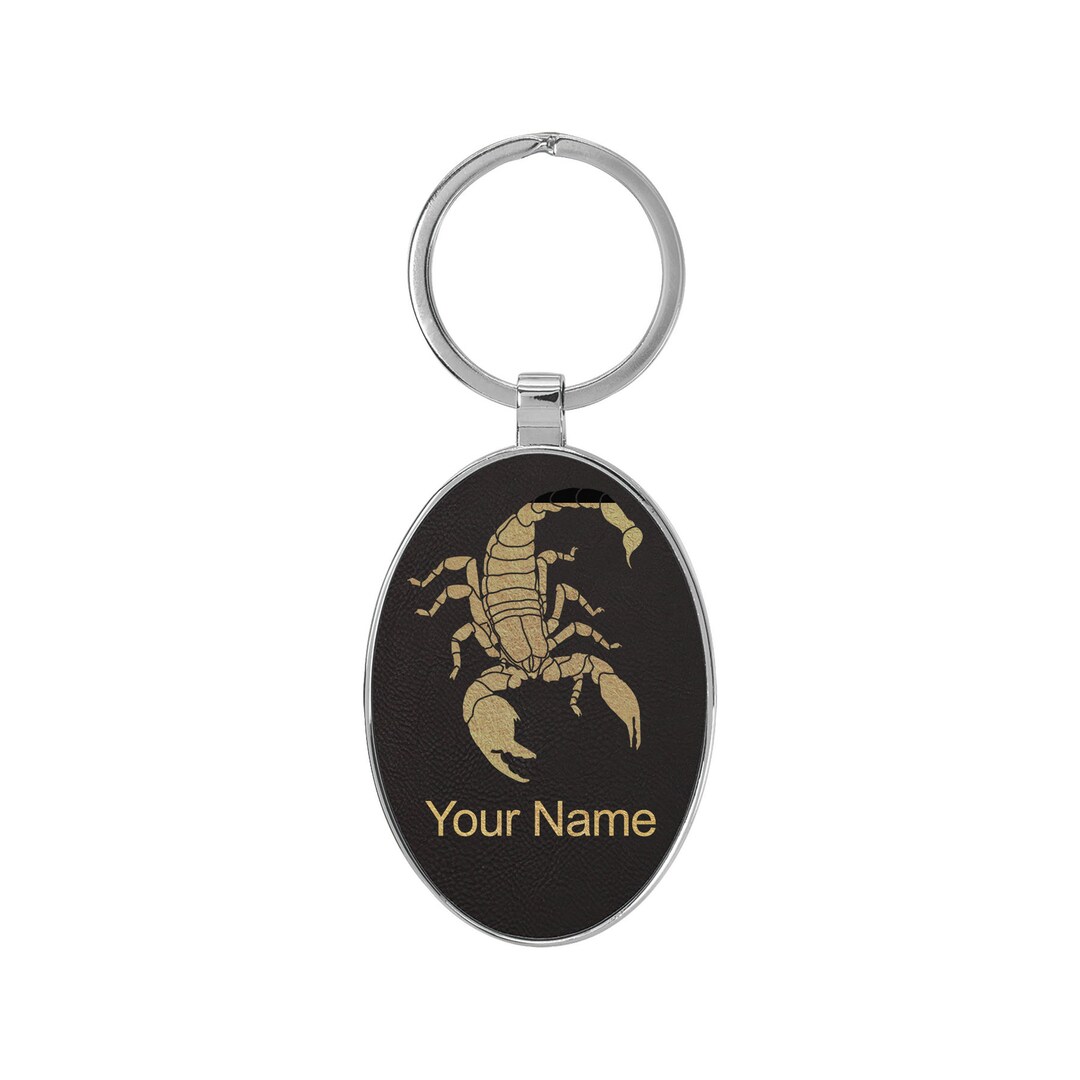 Oval Metal Frame Keychain, Scorpion, Personalized Engraving Included - Etsy