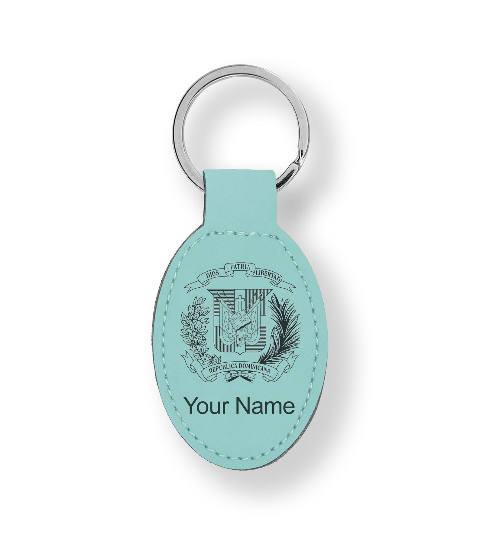 Faux Leather Oval KeychainCoat of Arms Dominican Republic | Etsy