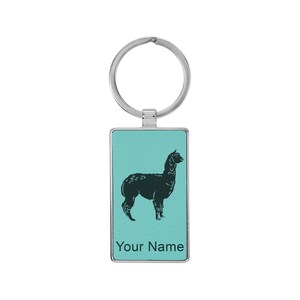 Rectangle Metal Frame Keychain, Alpaca, Personalized Engraving Included ...