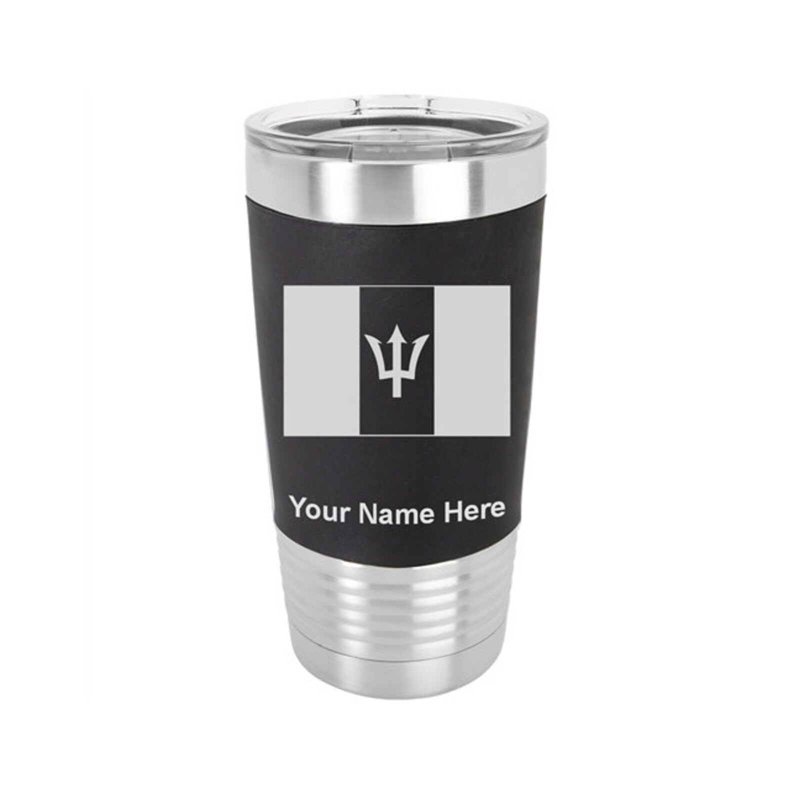 20oz Silicone Tumbler Mug, Flag of Barbados, Personalized Engraving ...
