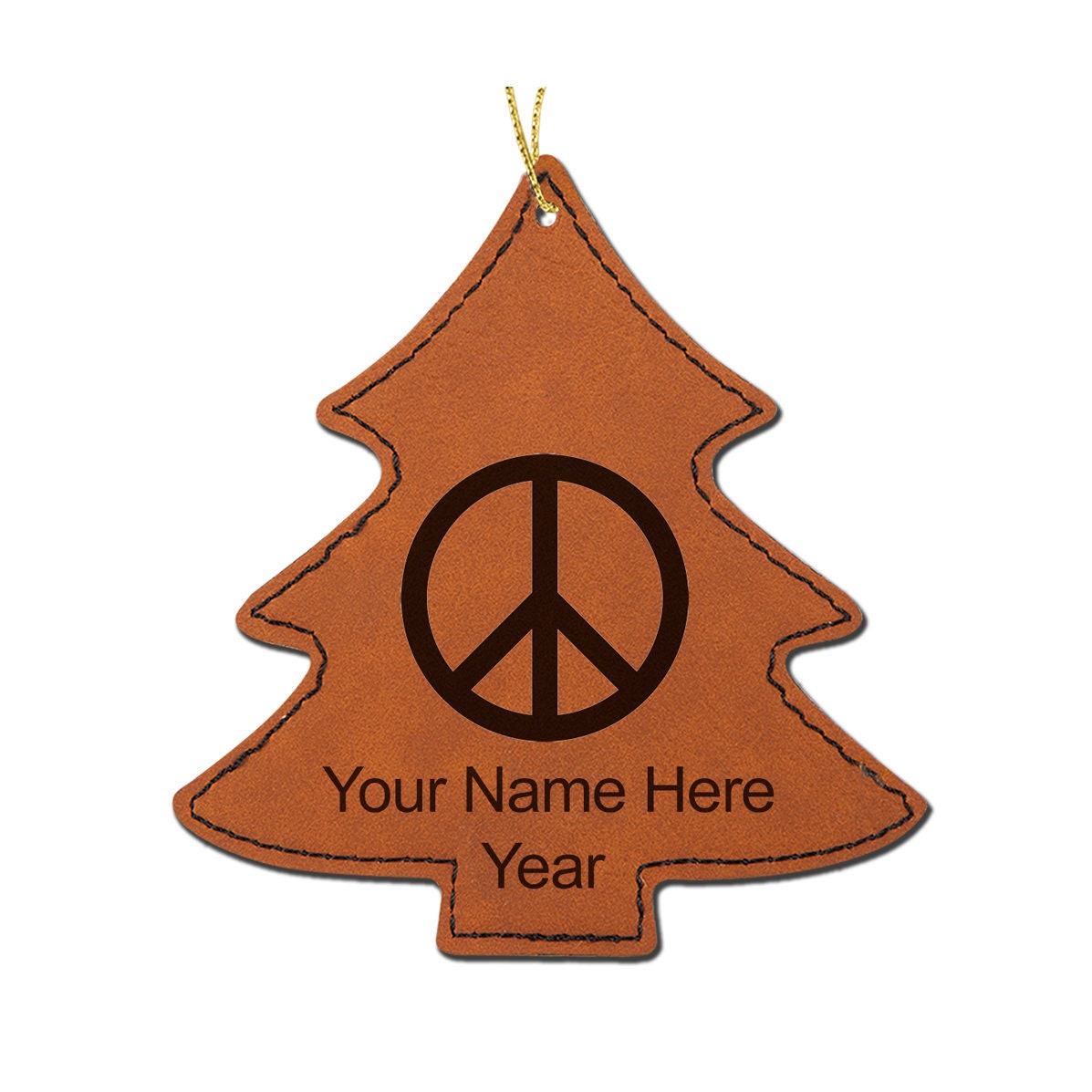 Home & Living Home Décor Peace Sign Tree Shape LaserGram Faux Leather ...