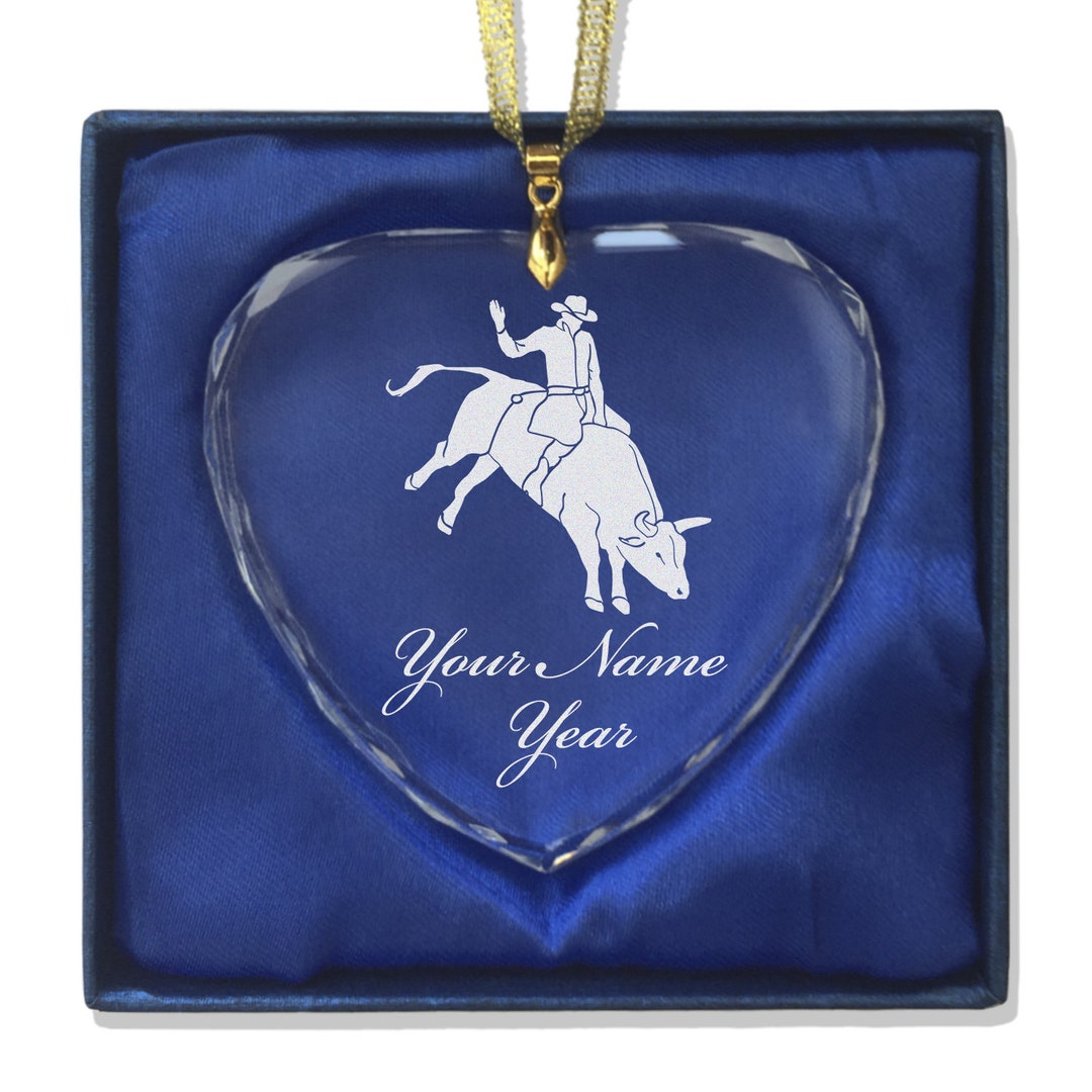 Lasergram Christmas Ornament, Bull Rider Cowboy, Personalized Engraving ...