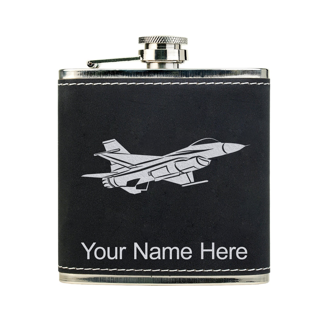 Faux Leather Flask, Fighter Jet 1, Personalized Engraving Included - Etsy