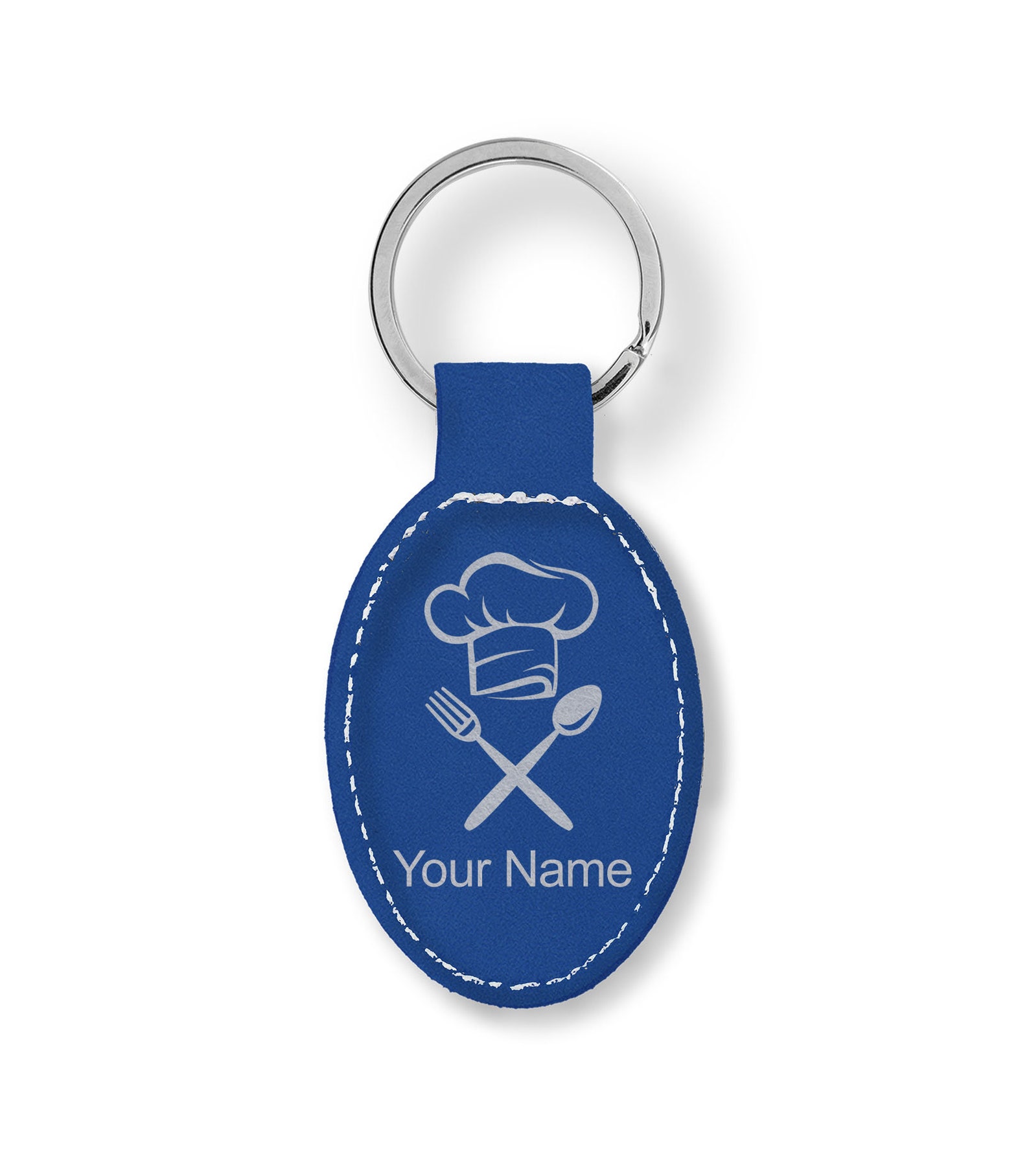 Faux Leather Oval Keychain, chef Hat, Personalized Engraving Included ...