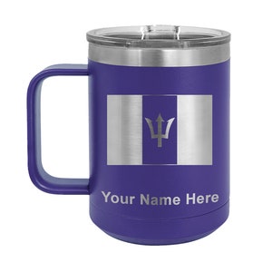 Lasergram 15oz Vacuum Insulated Coffee Mug, Flag of Barbados ...