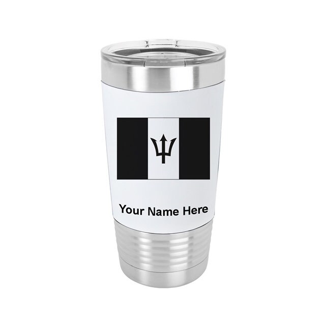 20oz Silicone Tumbler Mug, Flag of Barbados, Personalized Engraving ...