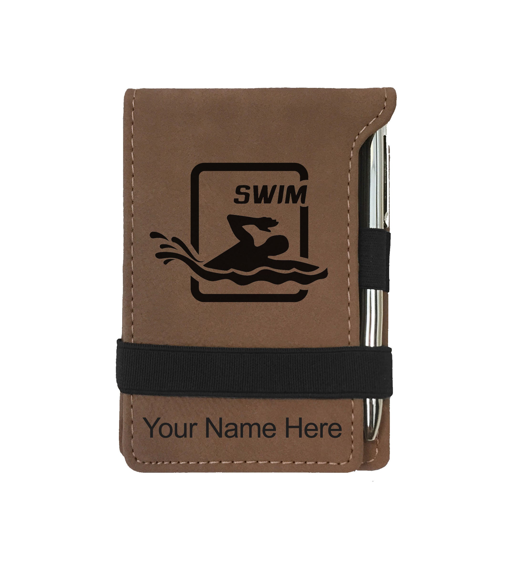 Faux Leather Mini Notepad, swimming, Personalized Engraving Included - Etsy
