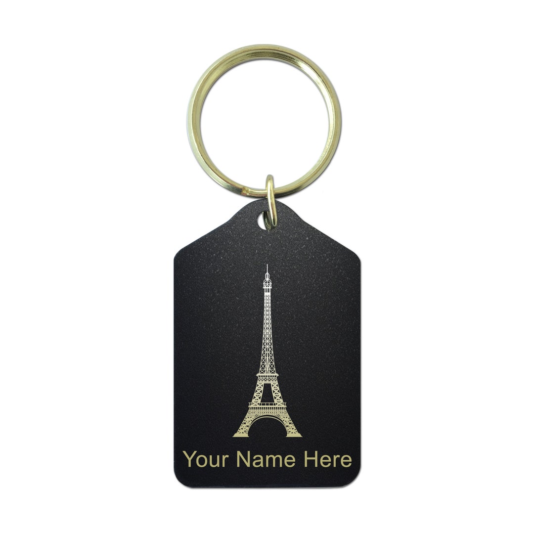 Black Metal Keychain, eiffel Tower, Personalized Engraving Included - Etsy