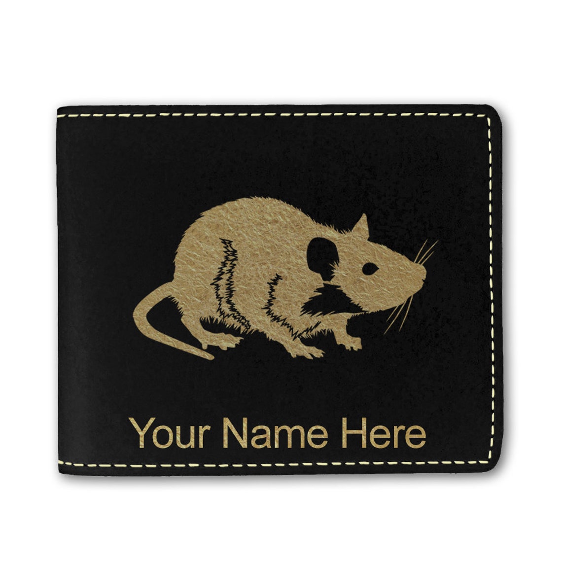 Faux Leather Bi-fold Wallet, rat, Personalized Engraving Included - Etsy