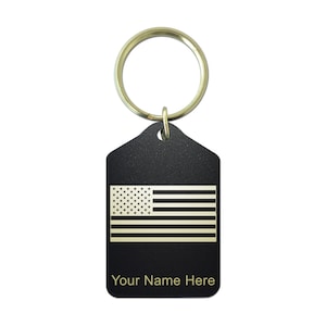 Black Metal Keychain, flag of the United States, Personalized Engraving ...