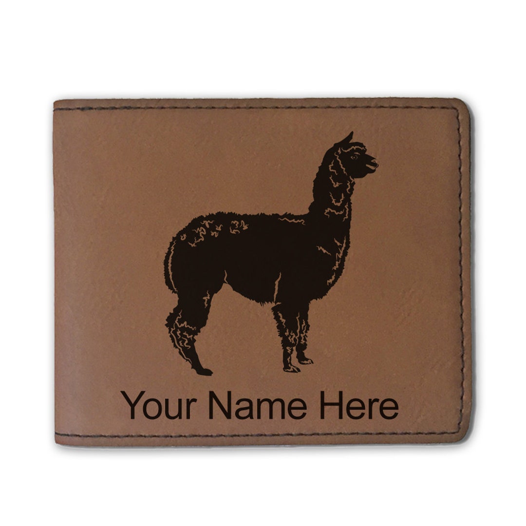 Faux Leather Bi-fold Wallet, alpaca, Personalized Engraving Included - Etsy