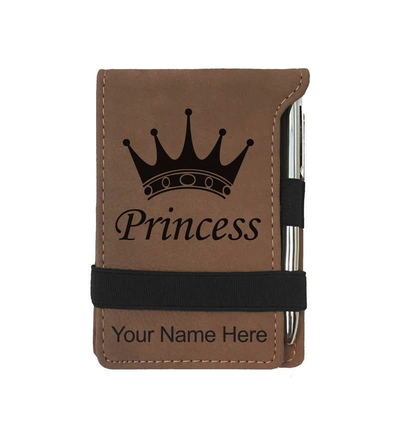 Faux Leather Mini Notepad, princess Crown, Personalized Engraving ...