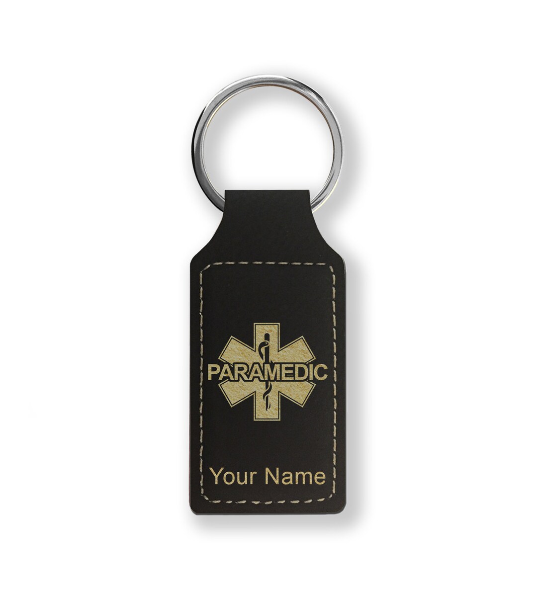 Faux Leather Rectangle Keychain, paramedic, Personalized Engraving ...