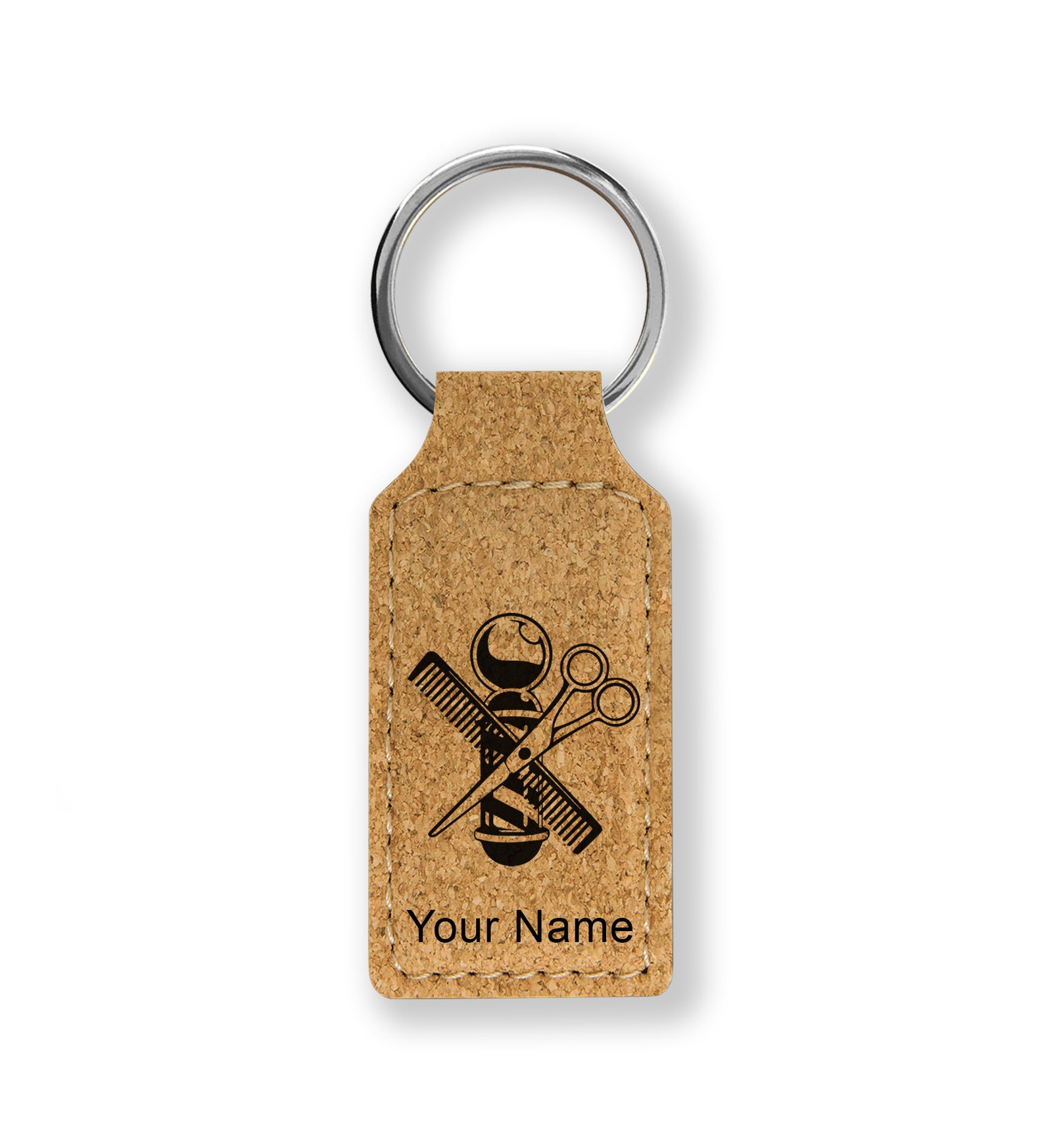 Faux Leather Rectangle Keychain, barber Shop Pole, Personalized ...