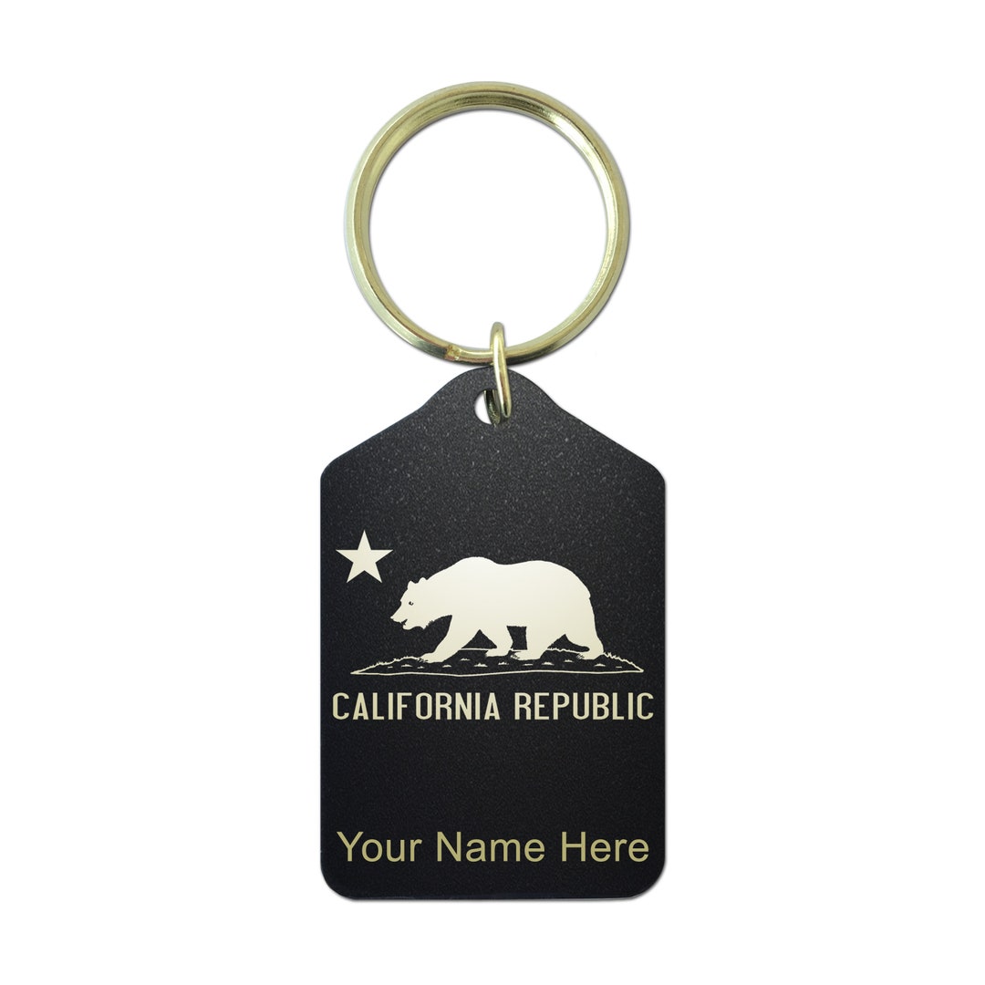 Black Metal Keychain, california Republic Bear Flag, Personalized ...