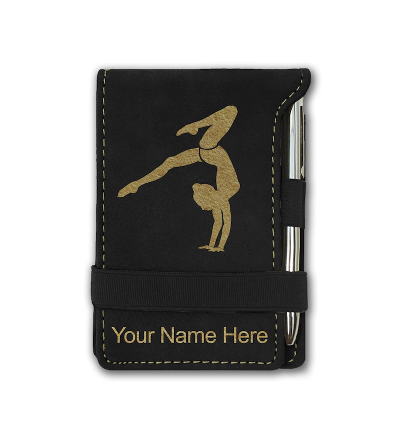 Faux Leather Mini Notepad, gymnast Handstand, Personalized Engraving ...