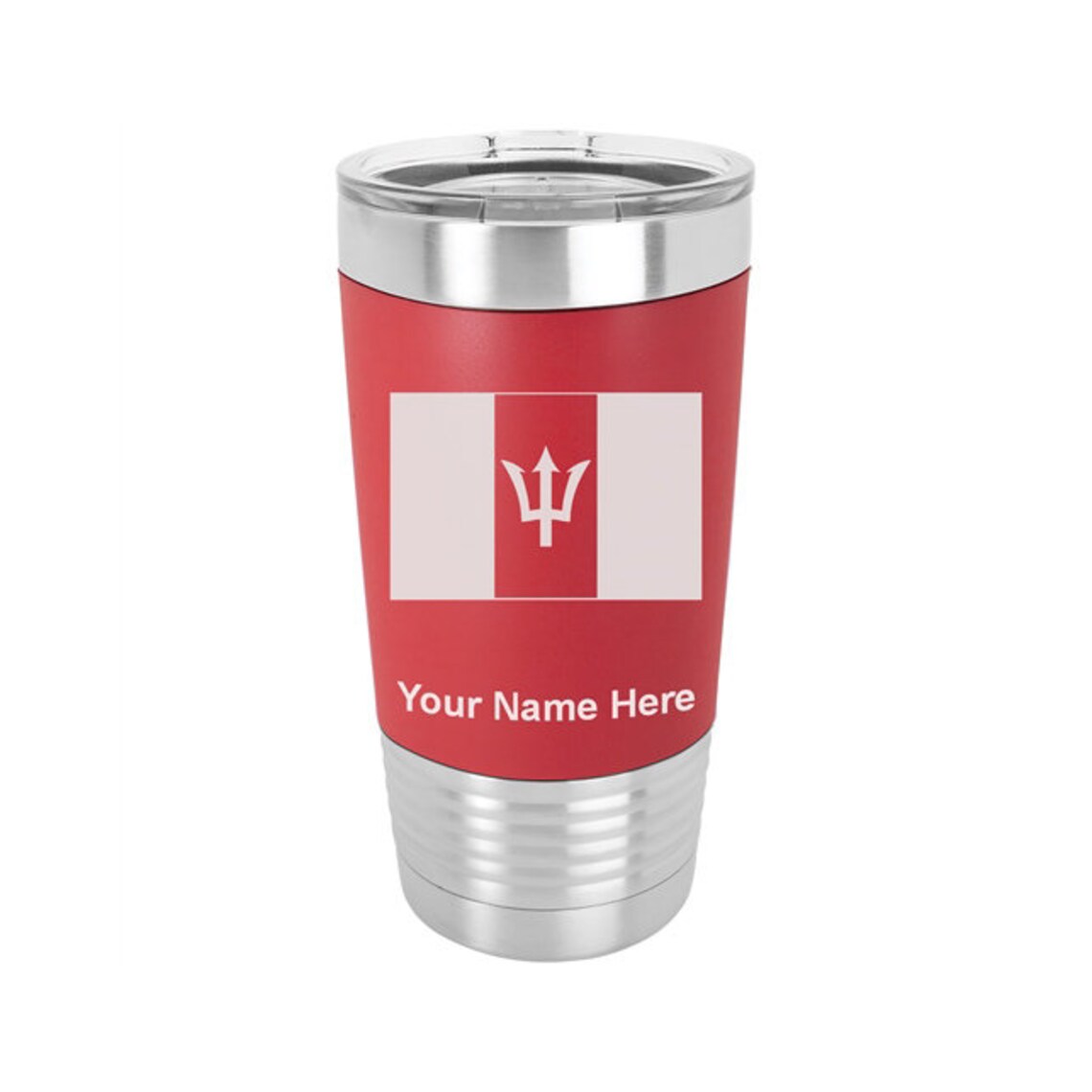 20oz Silicone Tumbler Mug, Flag of Barbados, Personalized Engraving ...