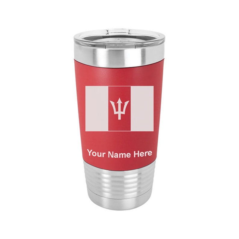 20oz Silicone Tumbler Mug, Flag of Barbados, Personalized Engraving ...
