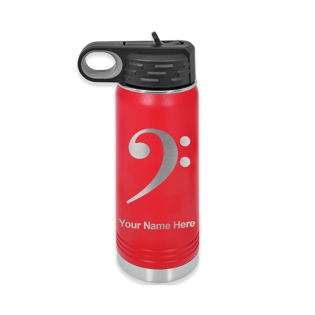 20oz Double Wall Flip Top Water Bottle With Straw, Bass Clef ...