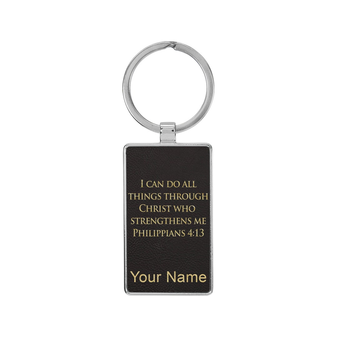 Rectangle Metal Frame Keychain, Bible Verse Philippians 4-13 ...