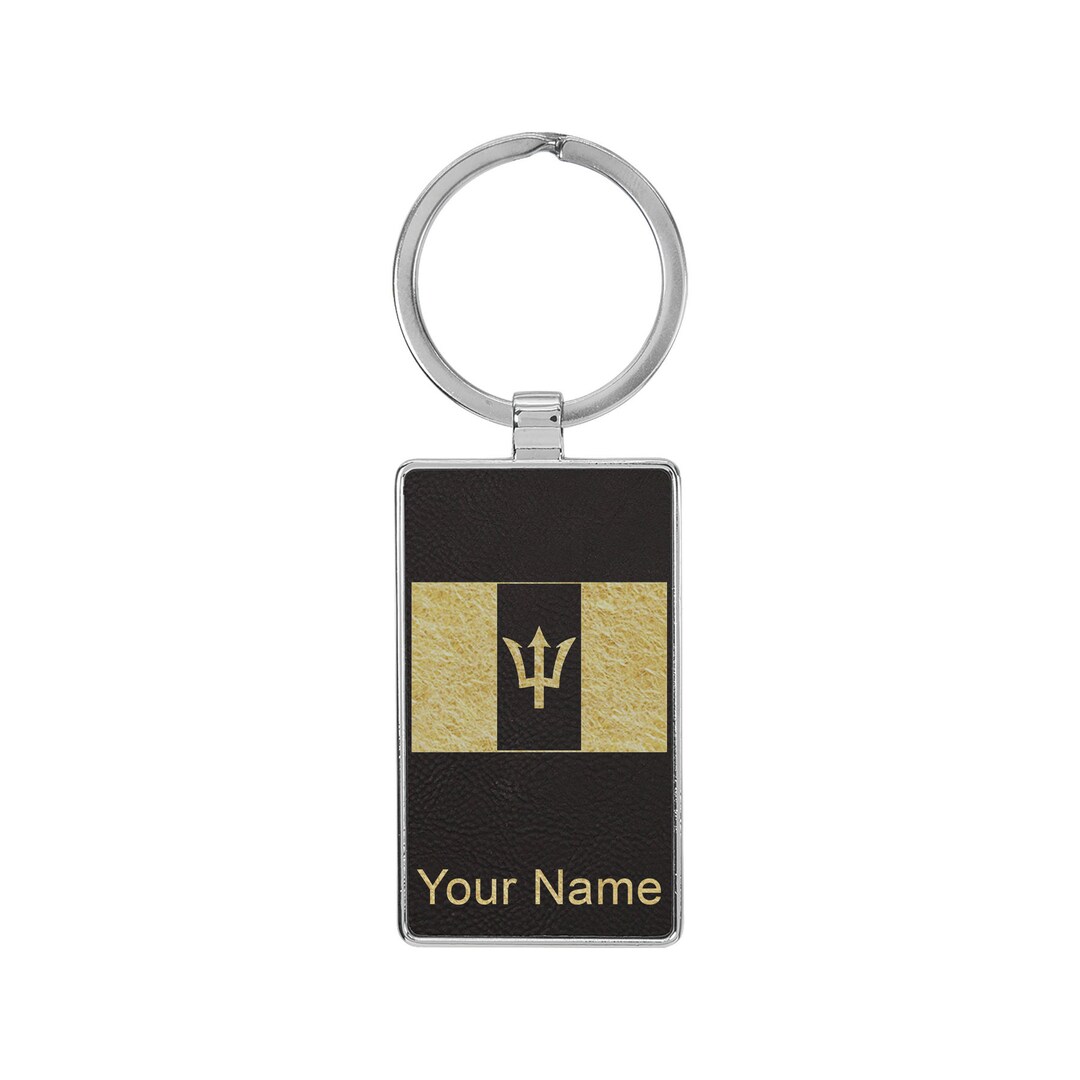 Rectangle Metal Frame Keychain, Flag of Barbados, Personalized ...