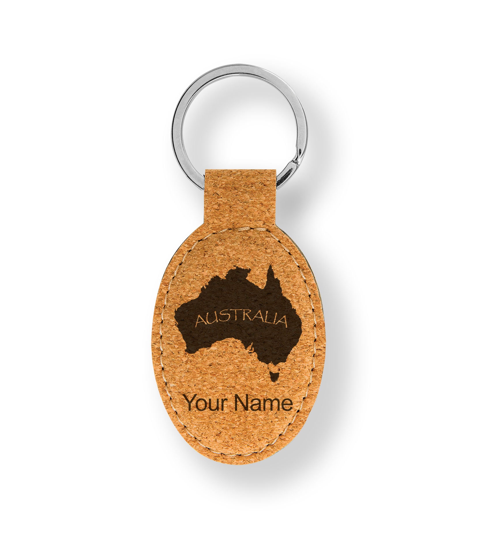 Faux Leather Oval KeychainAustralian Continent Personalized | Etsy