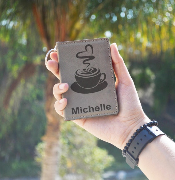 Keychain Wallet With ID Window Personalized With Hibiscus Flower ...