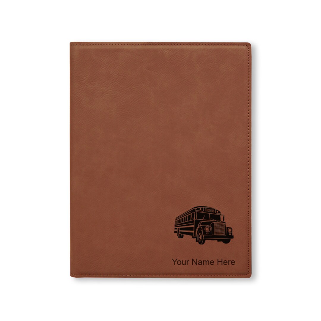Small 7 X 9 Portfolio Notepad, School Bus, Personalized Engraving ...