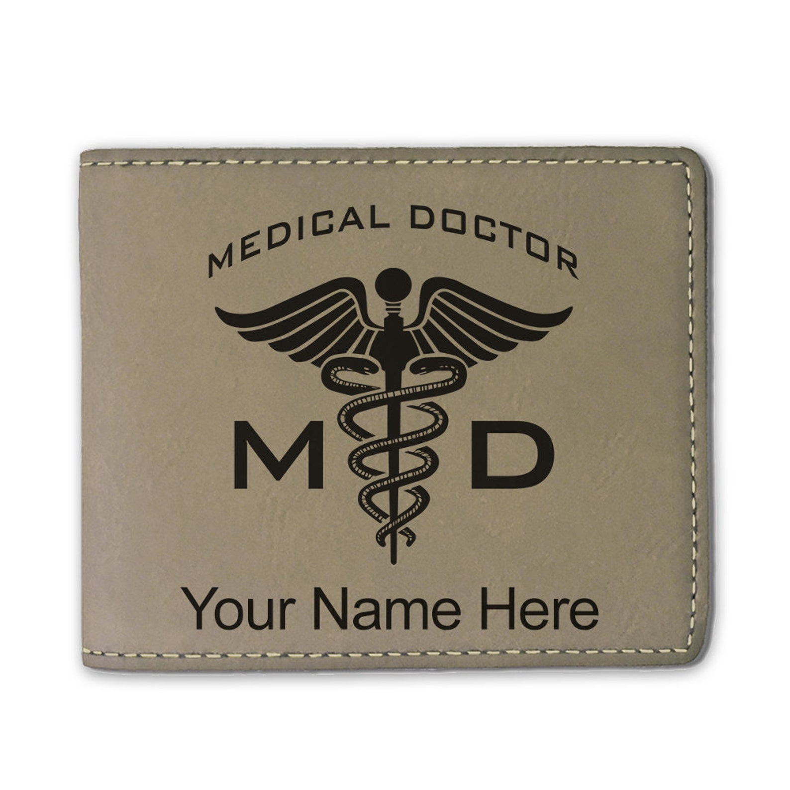 Faux Leather Bi-fold Walletmd Medical Doctor Personalized - Etsy