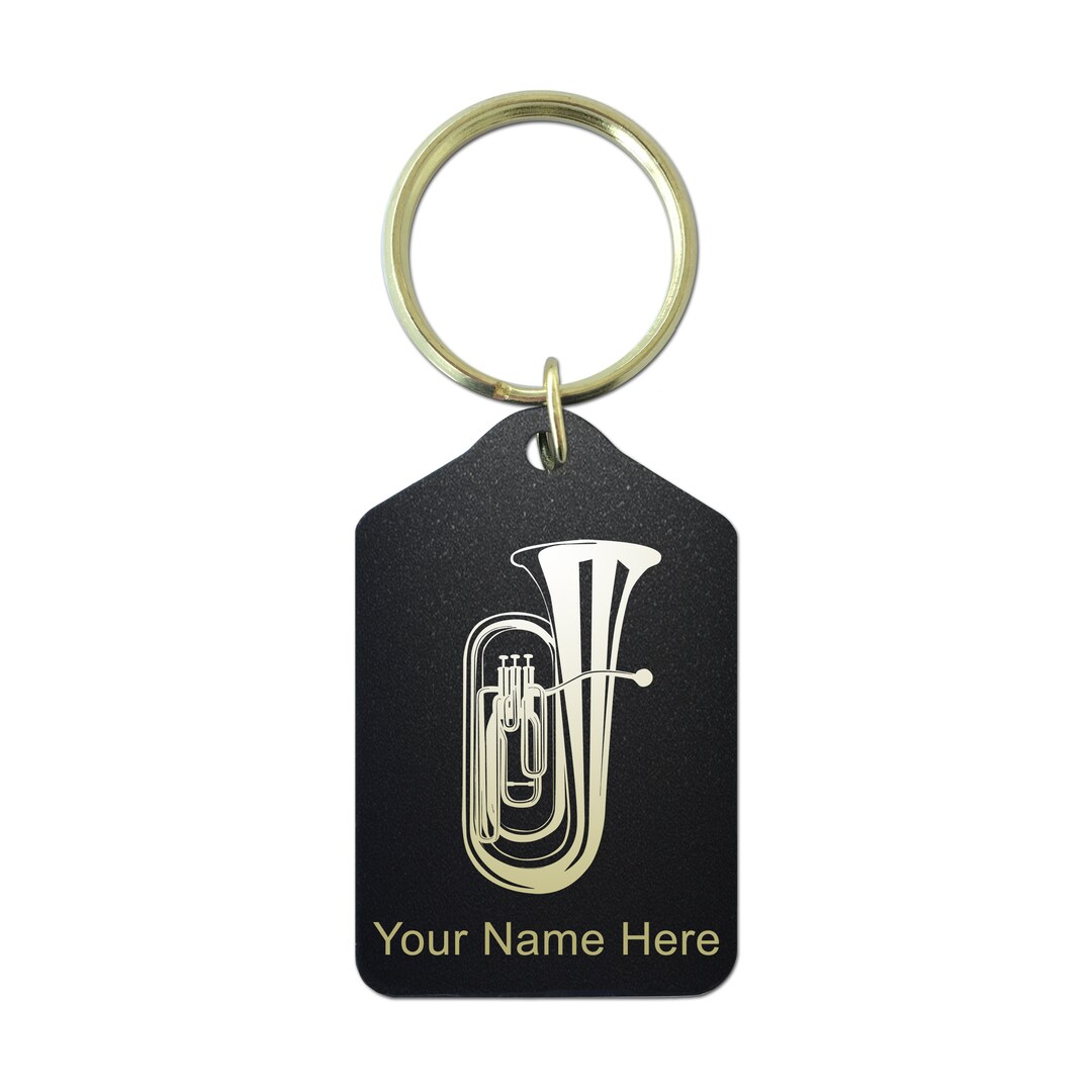 Black Metal Keychain, tuba, Personalized Engraving Included - Etsy