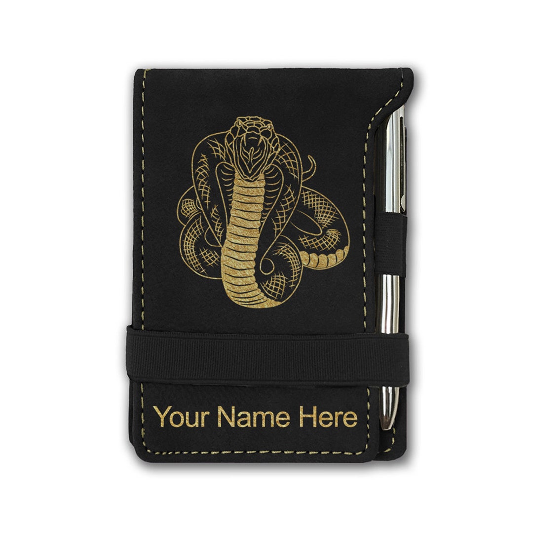 Faux Leather Mini Notepad, Cobra Snake, Personalized Engraving Included ...