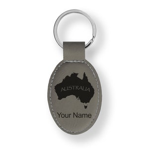 Faux Leather Oval Keychain, australian Continent, Personalized ...