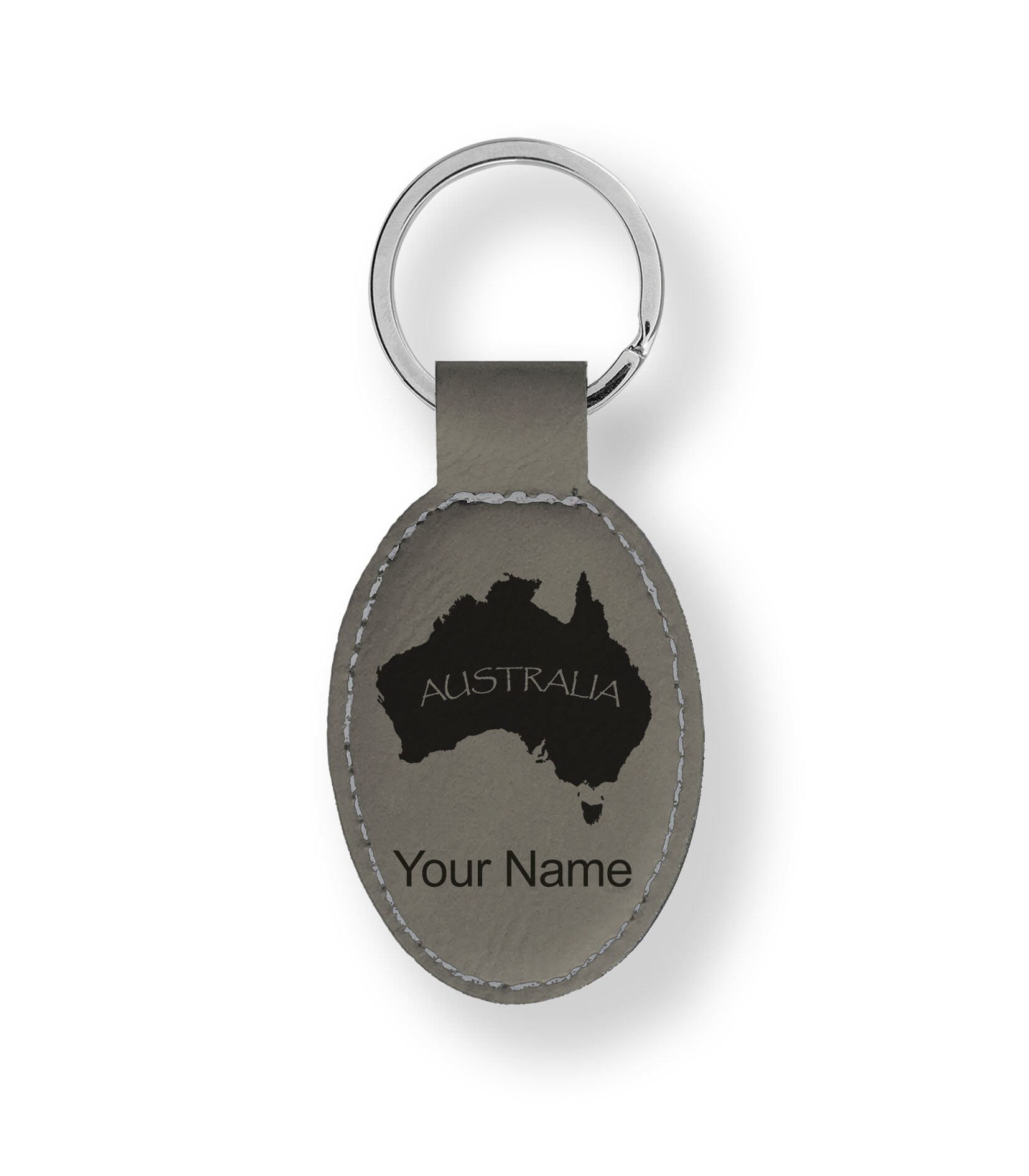 Faux Leather Oval Keychain, australian Continent, Personalized ...