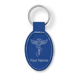 Faux Leather Oval Keychain, chiropractic Symbol, Personalized Engraving ...