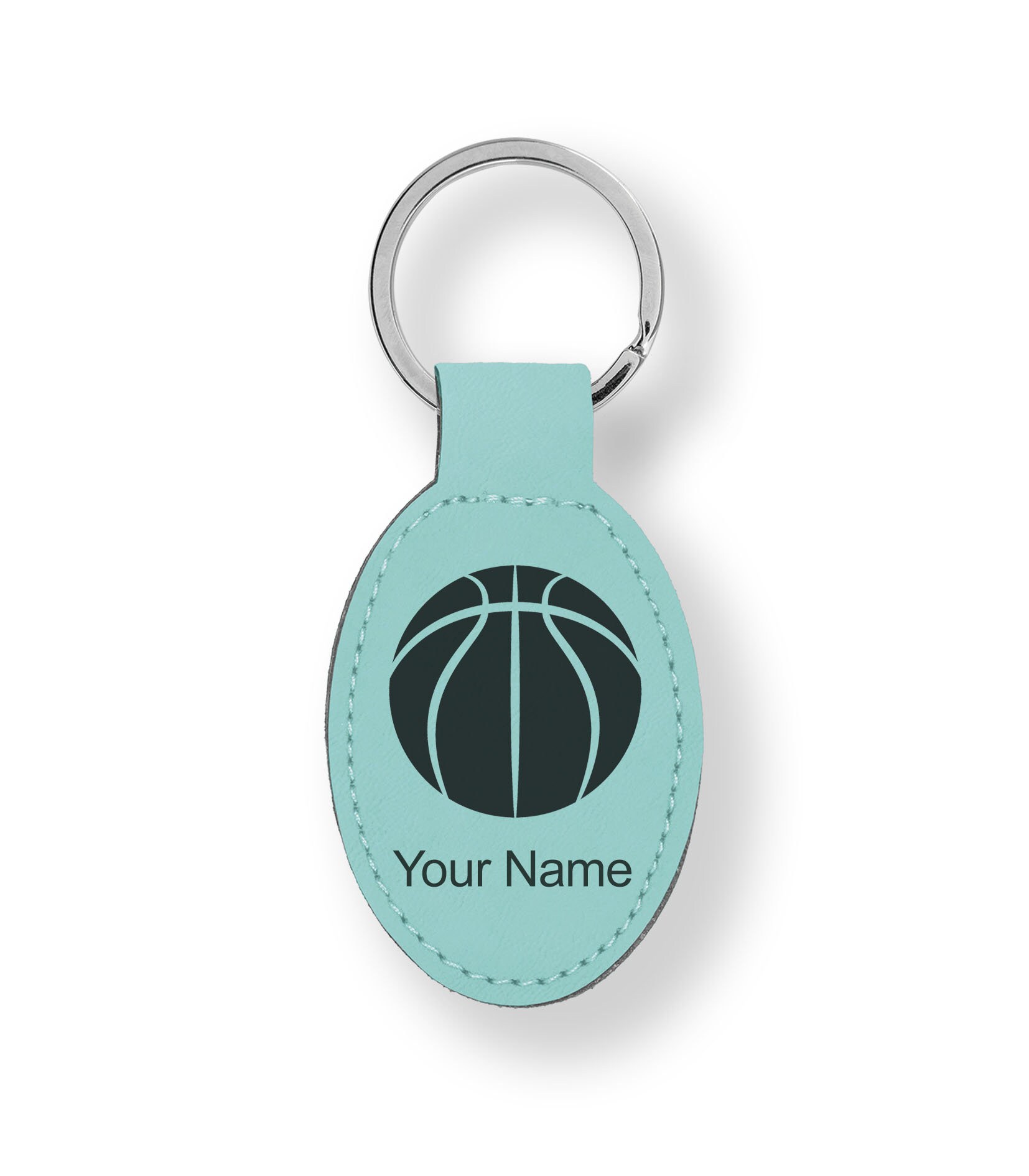 Faux Leather Oval Keychainbasketball Ball Personalized | Etsy