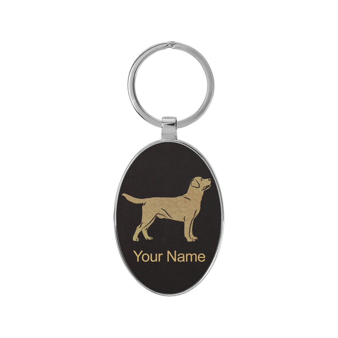 Oval Metal Frame Keychain, Labrador Retriever Dog, Personalized ...