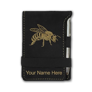 Faux Leather Mini Notepad, honey Bee, Personalized Engraving Included ...