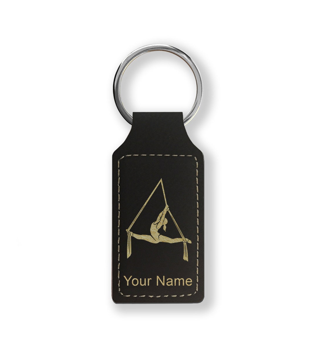 Faux Leather Rectangle Keychain,Aerial Silks, Personalized Engraving ...