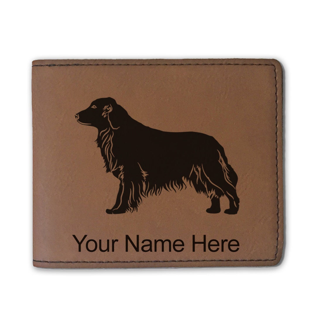 Faux Leather Bi-fold Wallet, golden Retriever Dog, Personalized ...