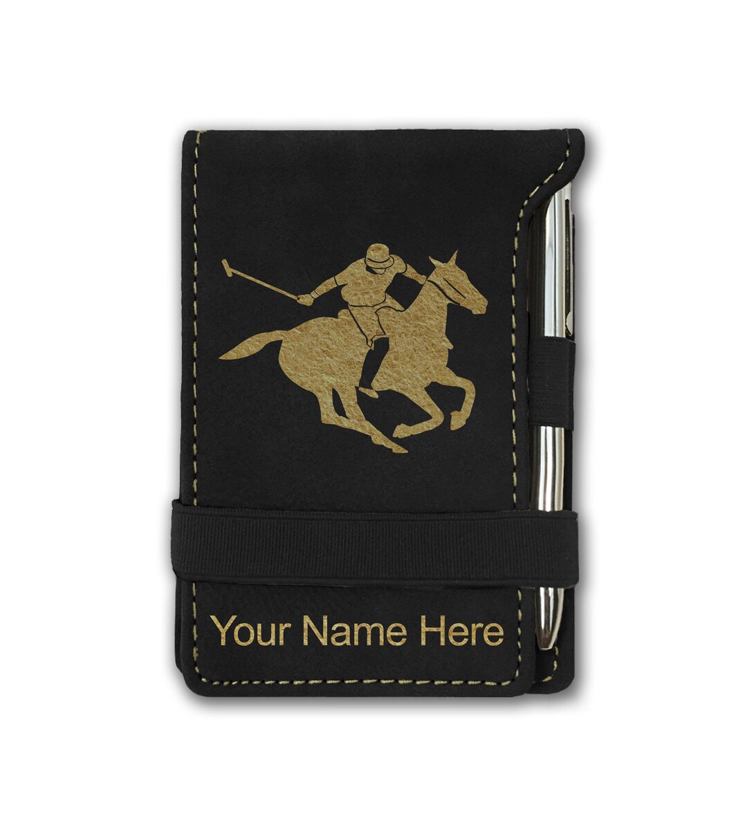 Faux Leather Mini Notepad, polo Player, Personalized Engraving Included ...