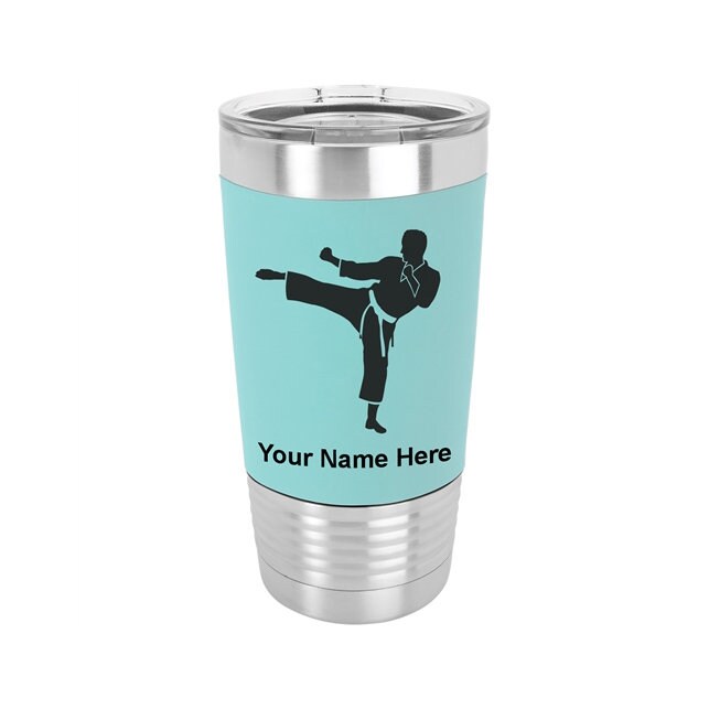 20oz Silicone Tumbler Mug, Karate Man, Personalized Engraving Included ...